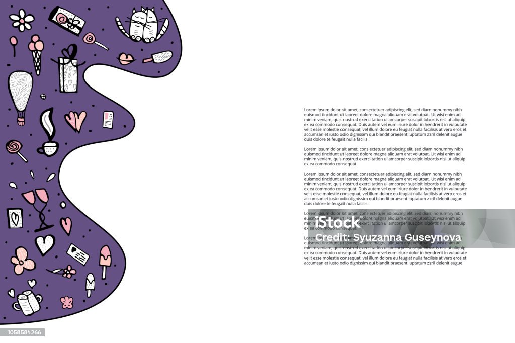 Jeu De Doodle Avec Symboles Damour Mignonne Illustration Vectorielle