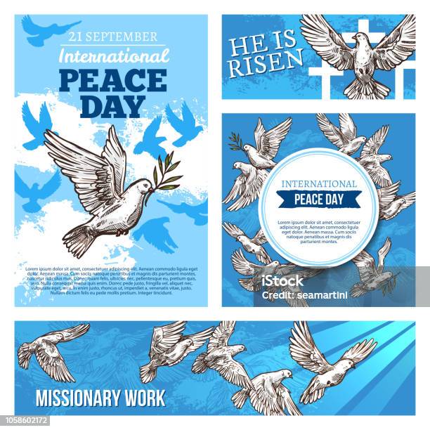 Hari Perdamaian Dan Misionaris Bekerja Spanduk Dengan Merpati Ilustrasi ... Hari Perdamaian Dan Misionaris Bekerja Spanduk Dengan Merpati Ilustrasi ...