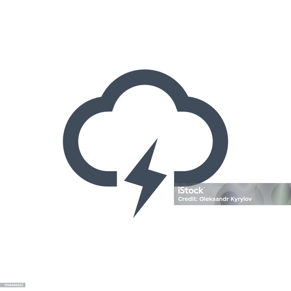 Icône De Foudre Nuage Orage Vector Illustration Isolé Sur Fond Propre
