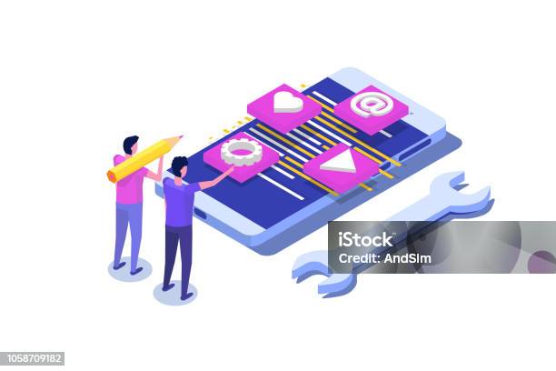 Coding Software Development Programming Isometric Concept Program Code On Screen Big Data