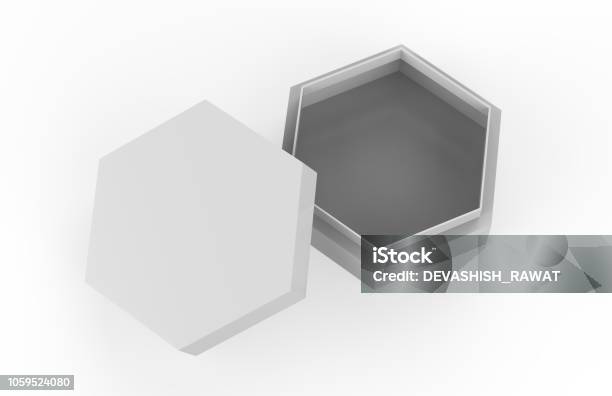 Kotak Kemasan Segi Enam Kardus Putih Kosong Template Mock Up Pada Latar