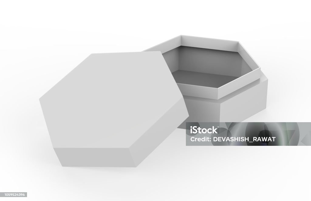 Kotak Kemasan Segi Enam Kardus Putih Kosong Template Mock Up Pada Latar