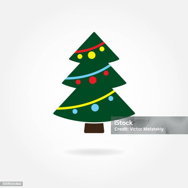 Icône De Larbre De Noël Ou Du Signe Illustration Vectorielle Coloré