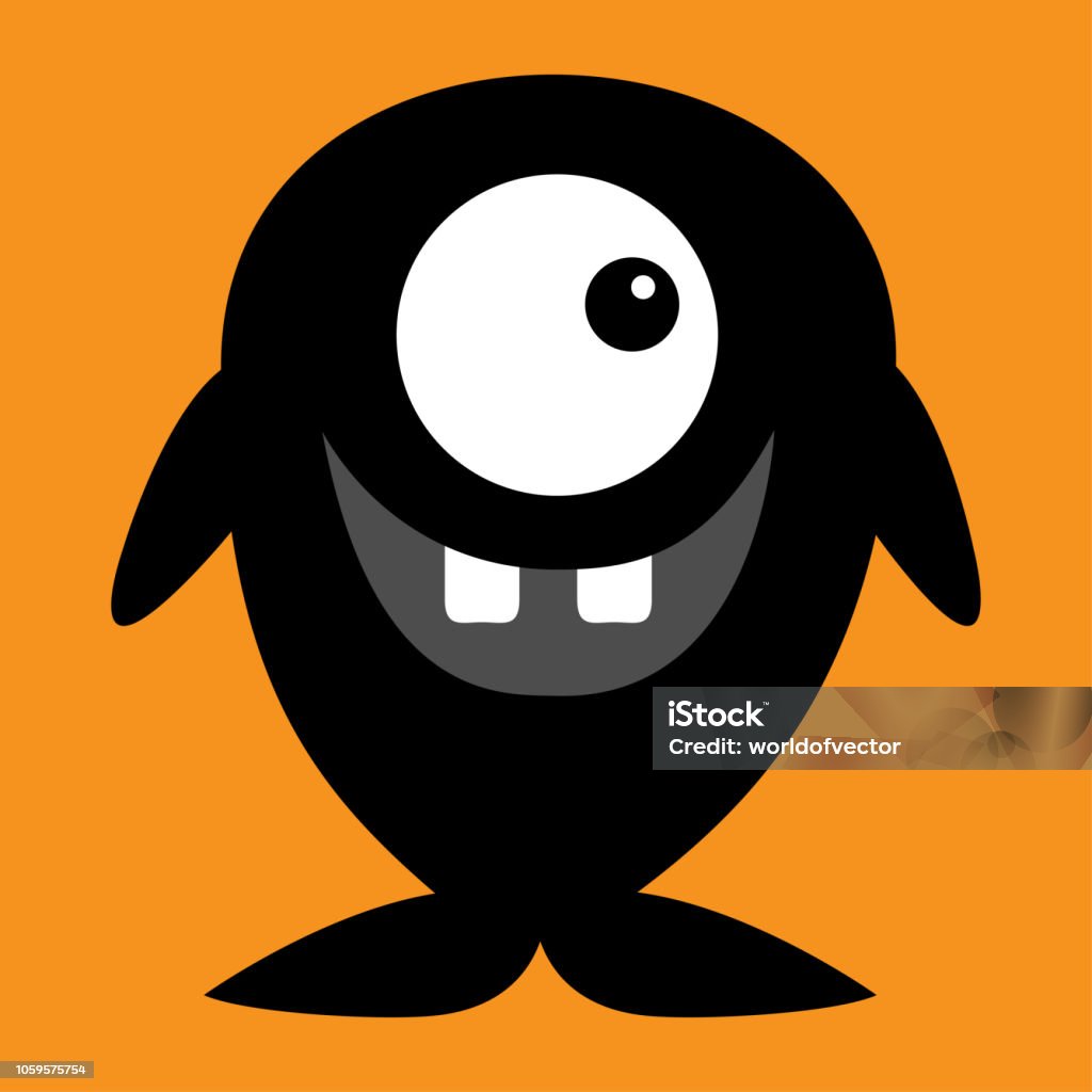 Icône De Silhouette Noire Mignon De Monstre Joyeux Halloween Bande