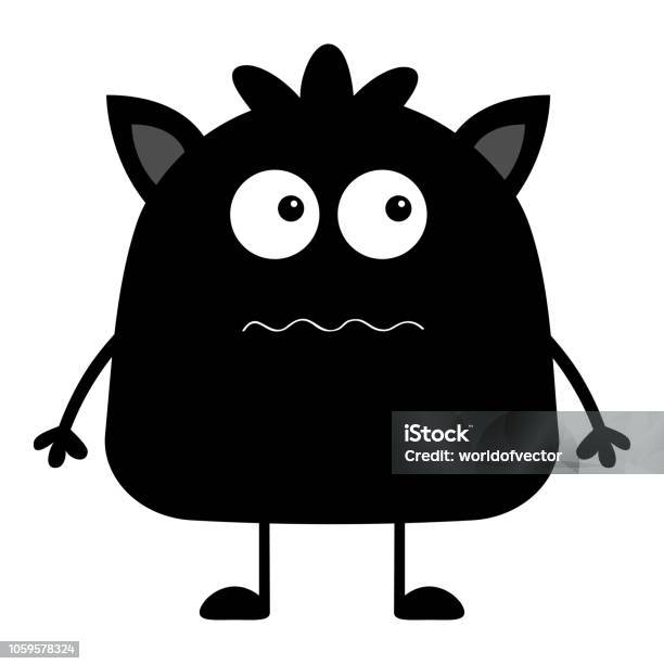 Icône De Silhouette Noire Mignon De Monstre Joyeux Halloween Bande
