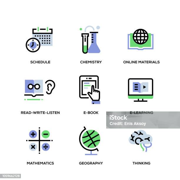 Léducation Ligne Icon Set Vecteurs Libres De Droits Et Plus Dimages