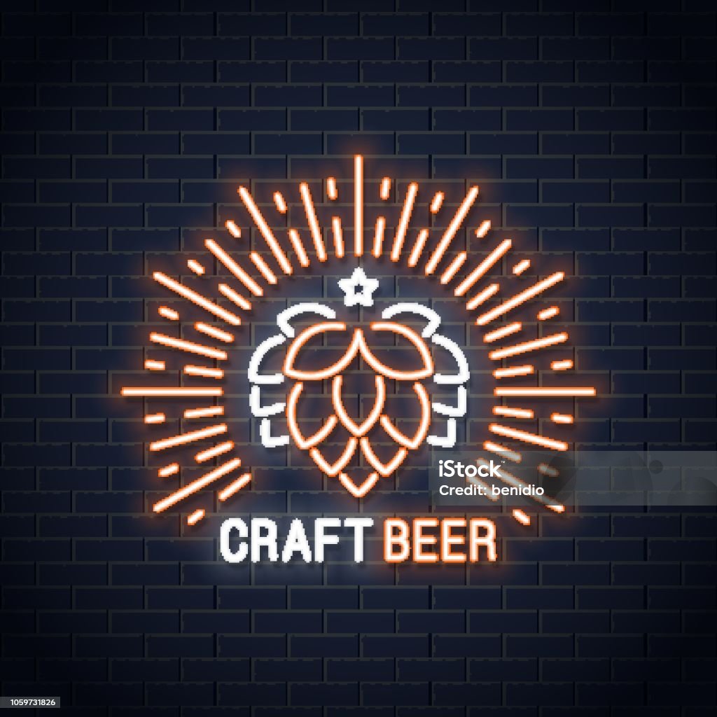Beer Neon Banner Craft Beer Neon Sign On Wall Background Stock Illustration Download Image Now