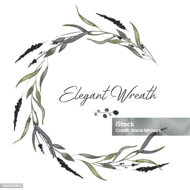 Couronne Daquarelle Avec Résumé Des Feuilles Et Des Herbes Élégante