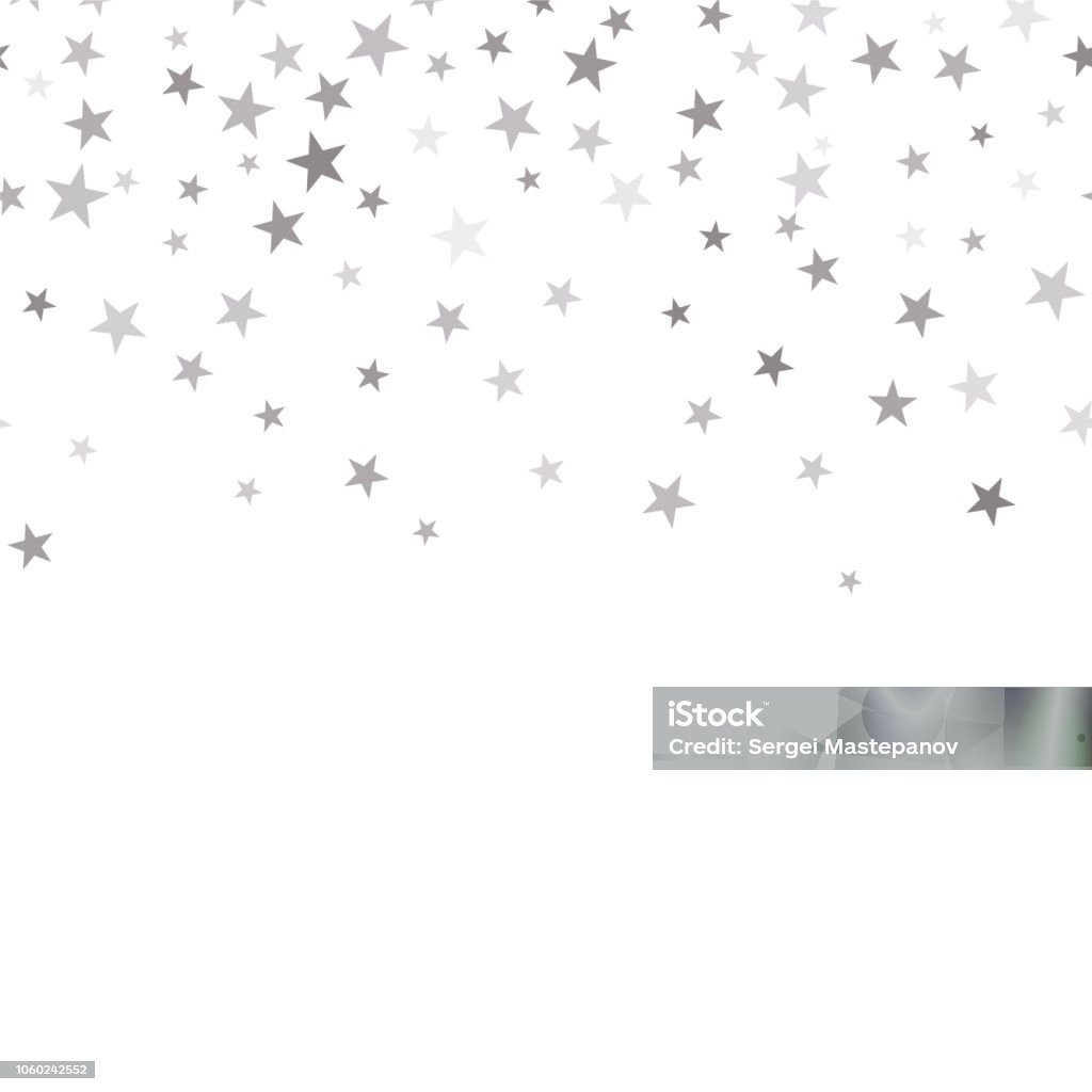 Falling Silver Stars Confetti Vector Background Stock Illustration