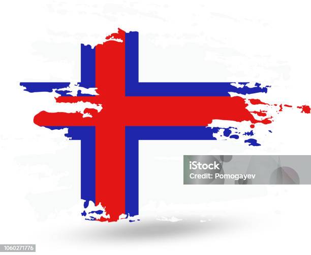 Grunge Sikat Stroke Dengan Bendera Nasional Kepulauan Faroe Ilustrasi