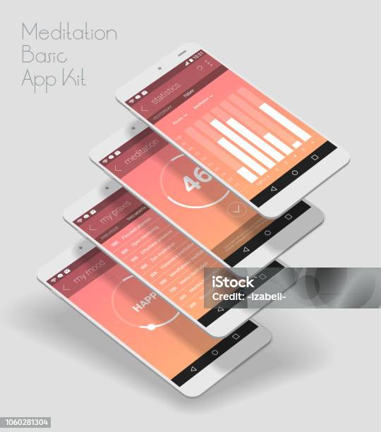 Desain Datar Aplikasi Seluler Ui Responsif Dengan Mockup 3d Ilustrasi