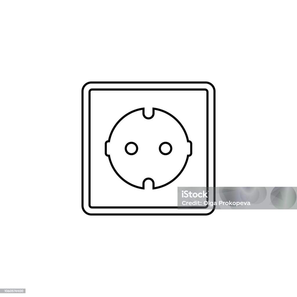 Ilustración De Icono De Tomacorriente En El Estilo De Contorno Delgado Electrónica Conecte El