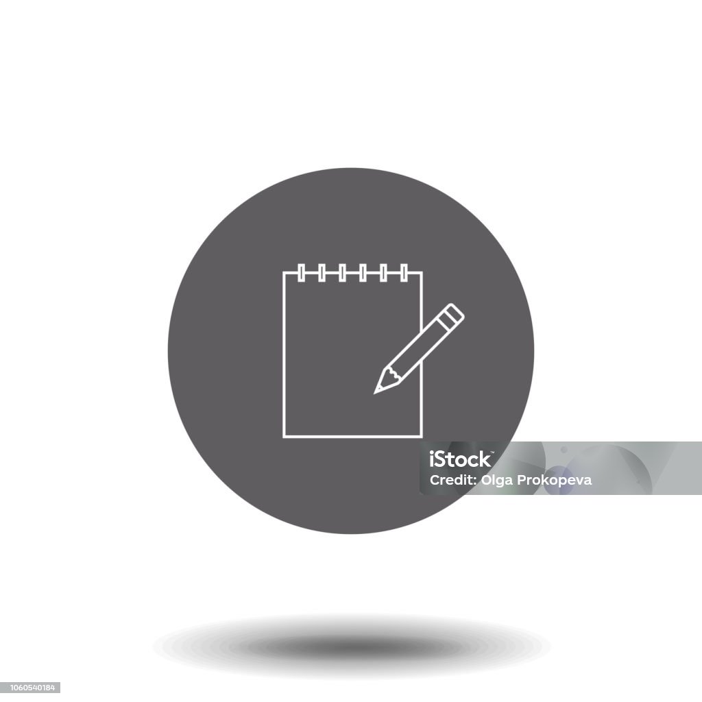Papier Cahier Icône De Ligne Blocnotes Crayon Contour Vector Signe