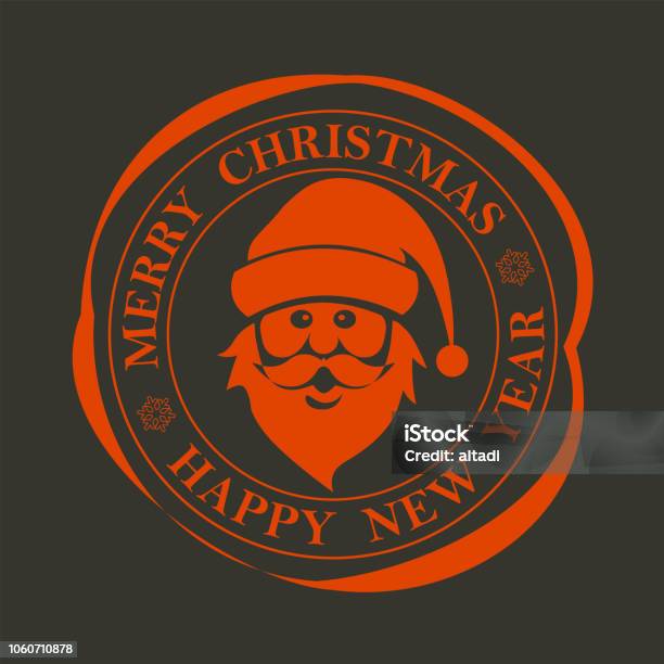 Tanda Bulat Merah Natal Stempel Dengan Siluet Wajah Santa Claus ... Tanda Bulat Merah Natal Stempel Dengan Siluet Wajah Santa Claus ...