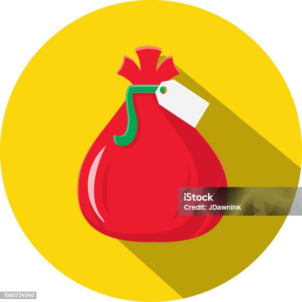 Ikon Desain Datar Natal Karung Santa Merah Ilustrasi Stok Unduh