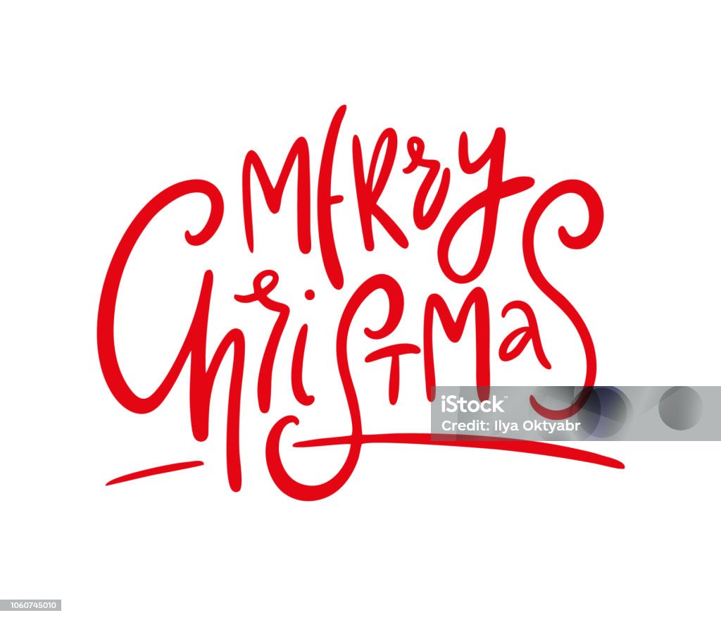 Merry Christmas Hand Drawn Lettering Modern Brush Calligraphy Cartoon