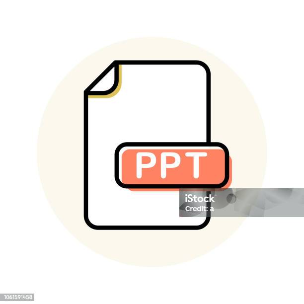 Format File Ppt Ikon Garis Warna Ekstensi Ilustrasi Stok Unduh Gambar