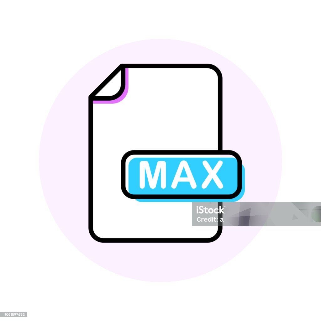 Vetores De Formato De Arquivo De Max Ícone Cor Da Linha De Extensão E