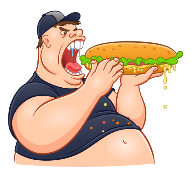 130 Overweight Man Eating Sandwich Stock Illustrations Royalty Free