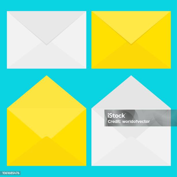 Icône Demail Ensemble Denveloppe Papier Blanc Et Jaune Modèle De Lettre
