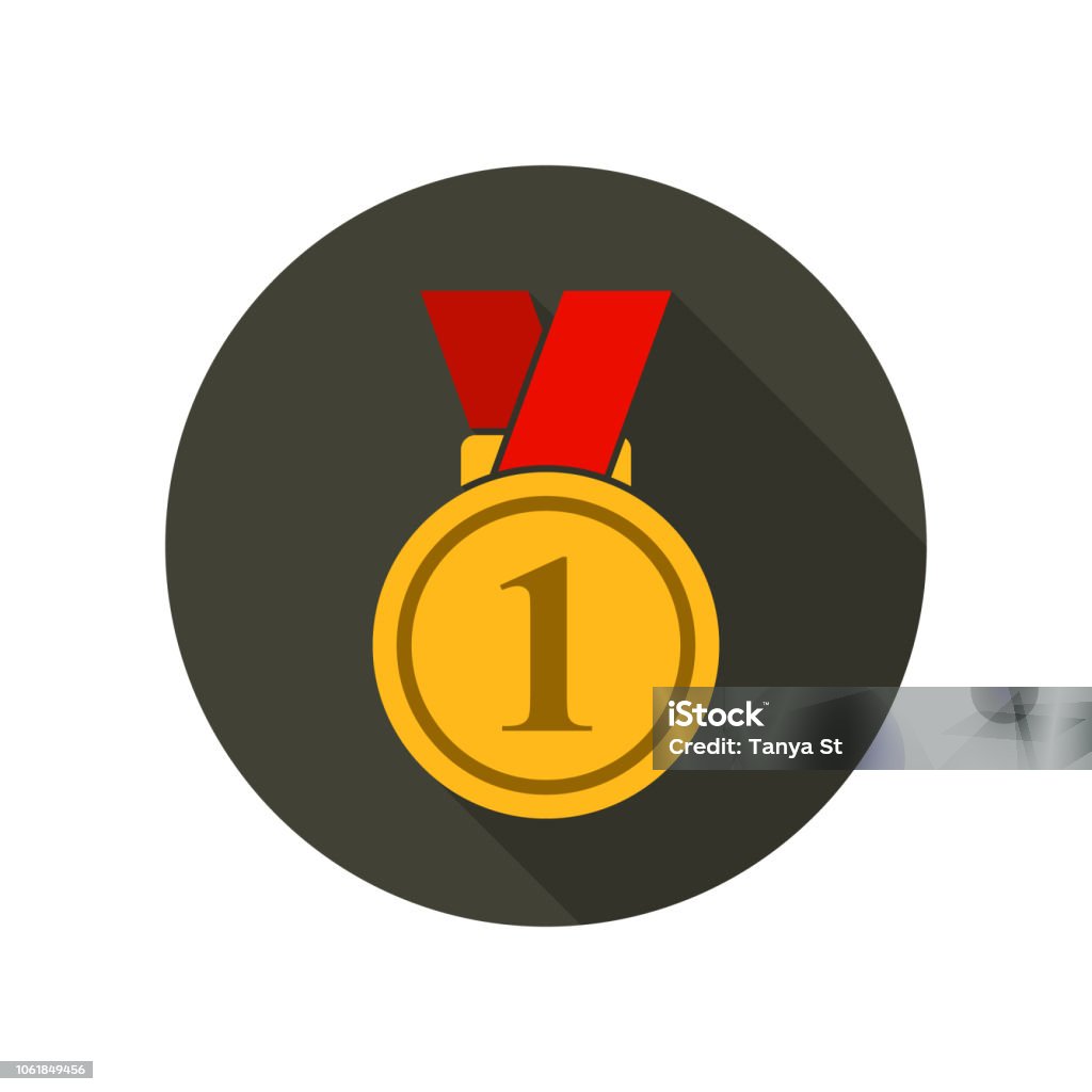 Vecteur Dicône Médaille Ronde Symbole Avec Ombre Portée Dans Un Style