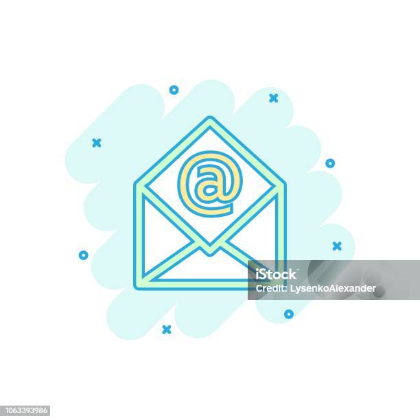Icône Denveloppe Courrier Vector Bande Dessinée Dans Le Style Comique