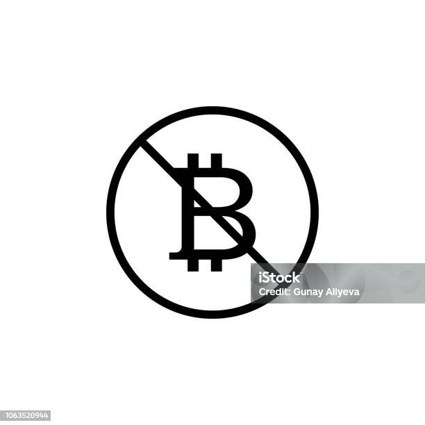Interdiction De Bitcoin Icône Élément De Panneau Dinterdiction Pour