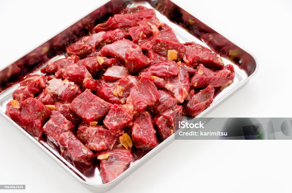 Potongan Daging Sapi Cincang Mentah Yang Dibumbui Di Atas Nampan