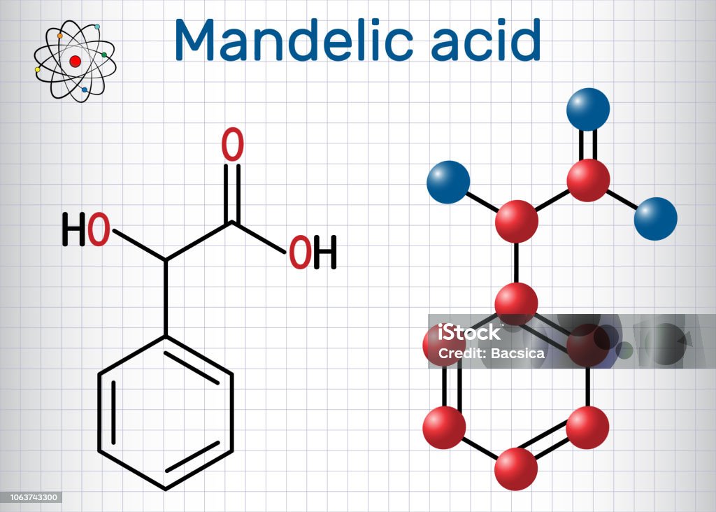 Molekul Asam Mandelic Formula Kimia Struktural Dan Model Molekul