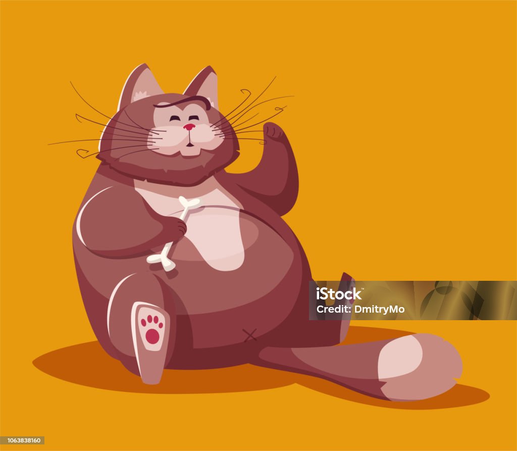 Funny Fat Cat Cartoon Vector Illustration Character Design Stock Illustration Download Image