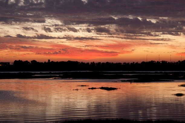 Free Stock Photo of Fiery sunset over the salt marsh of Ria Formosa ...