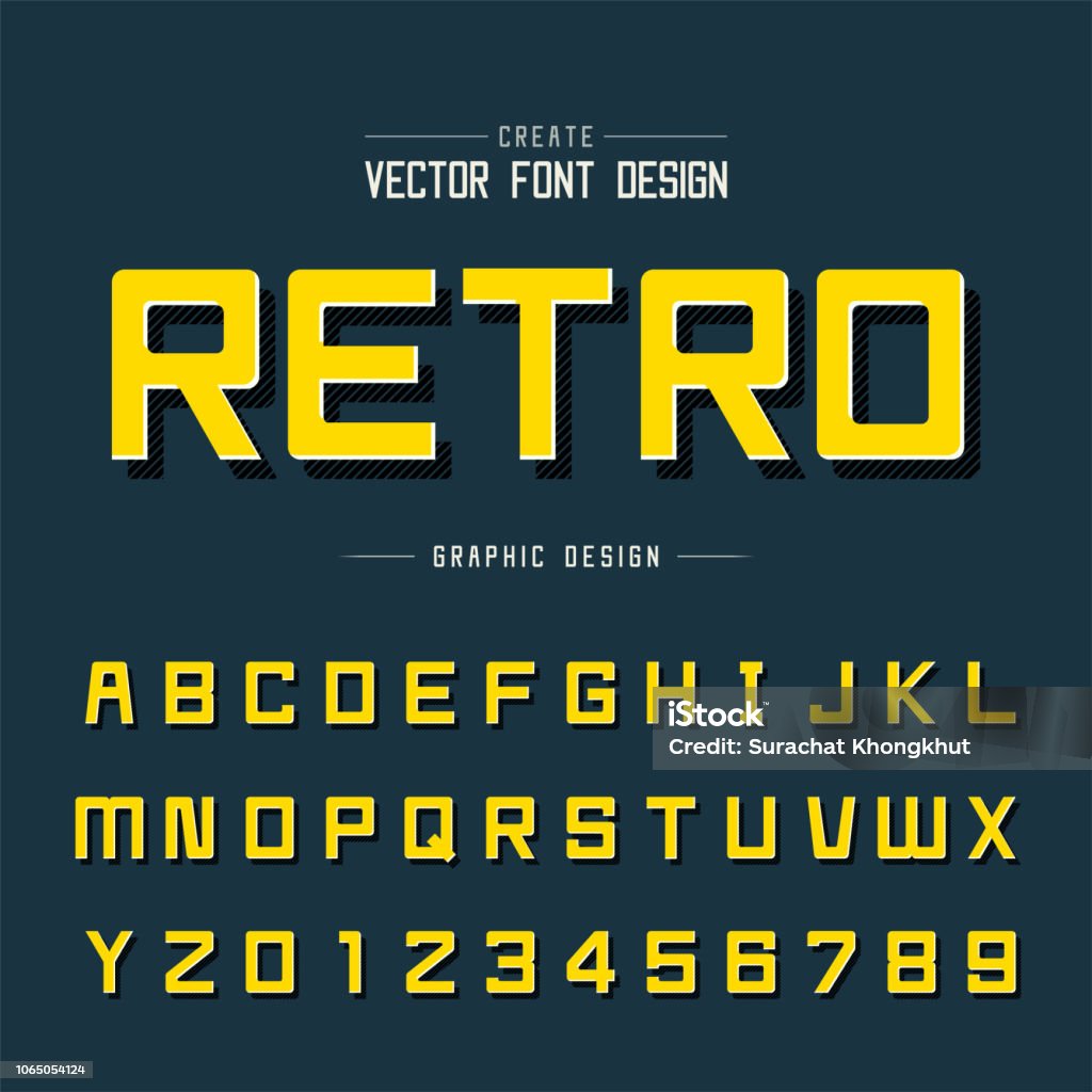 Vektor Font Dan Alfabet Gaya Huruf Jenis Huruf Persegi Dan Desain Angka