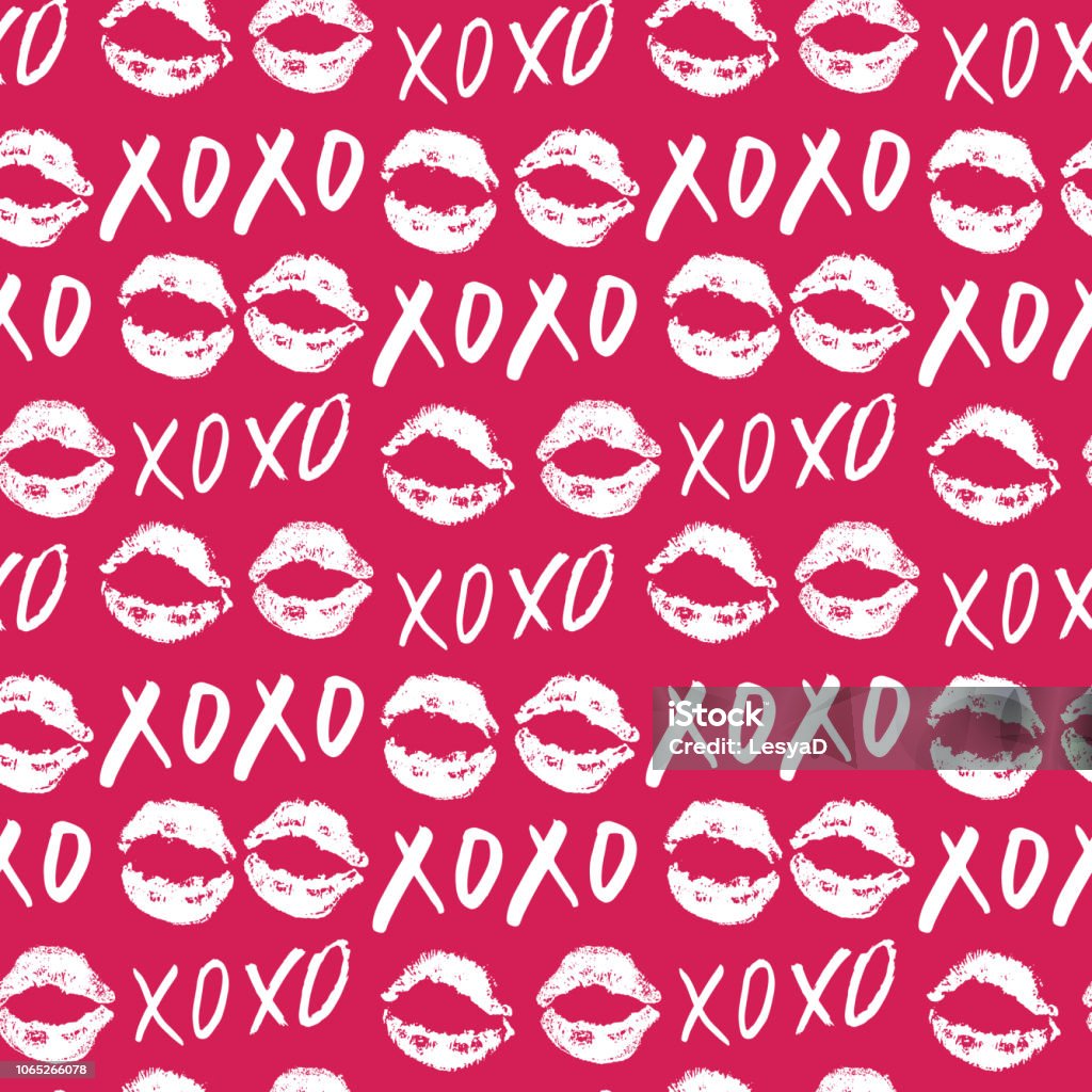 Xoxo Brush Lettering Signs Seamless Pattern Grunge Calligraphic Hugs