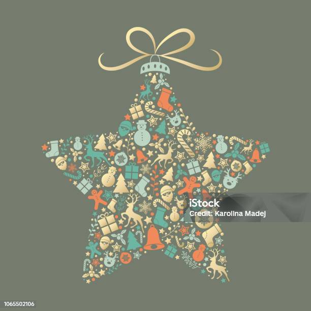 Ilustración De Fondo Con Bola De Navidad Con Los Iconos Vector Y Más