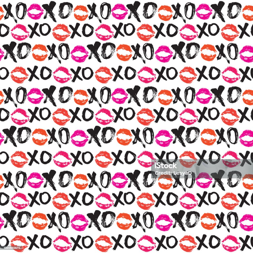 Xoxo Brush Lettering Signs Seamless Pattern Grunge Calligraphic Hugs