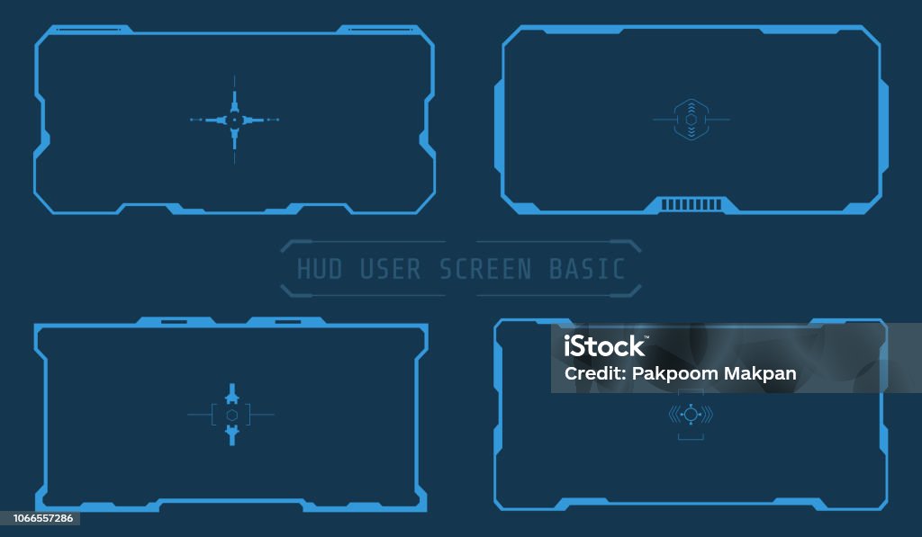 Kumpulan Elemen Dasar Layar Pengguna Futuristik Hud Ilustrasi Stok
