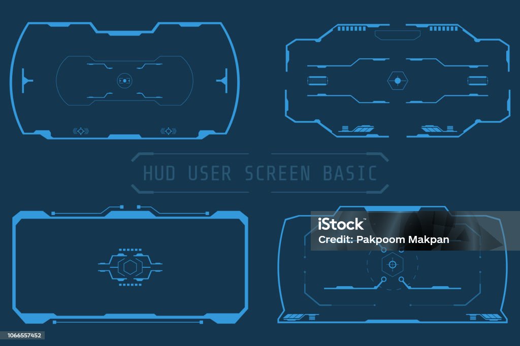 Kumpulan Elemen Dasar Layar Pengguna Futuristik Hud Ilustrasi Stok