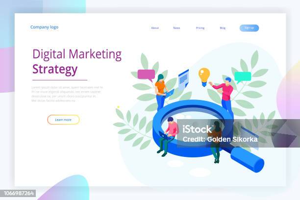 Konsep Banner Web Strategi Pemasaran Digital Isometrik Cloud Data
