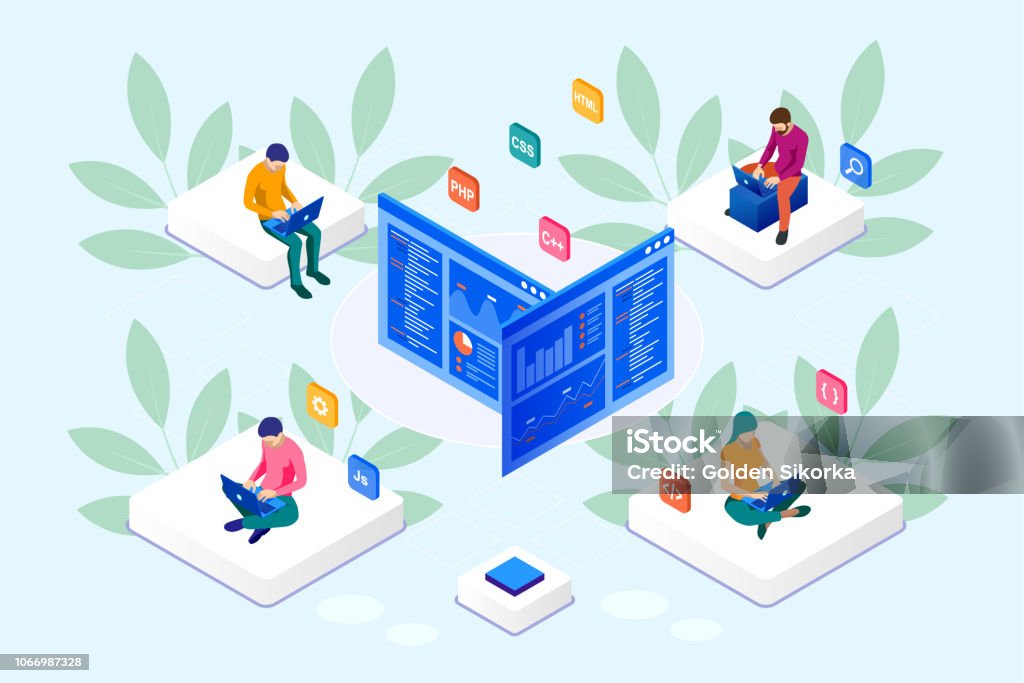 Isometric Programmer Coding New Project Web Development And Programming Skills For Website Web