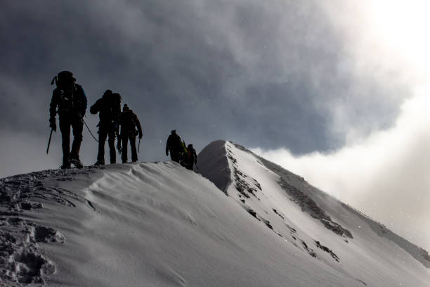 Free picture: Extreme mountain climbers at exploration of mountain peak
