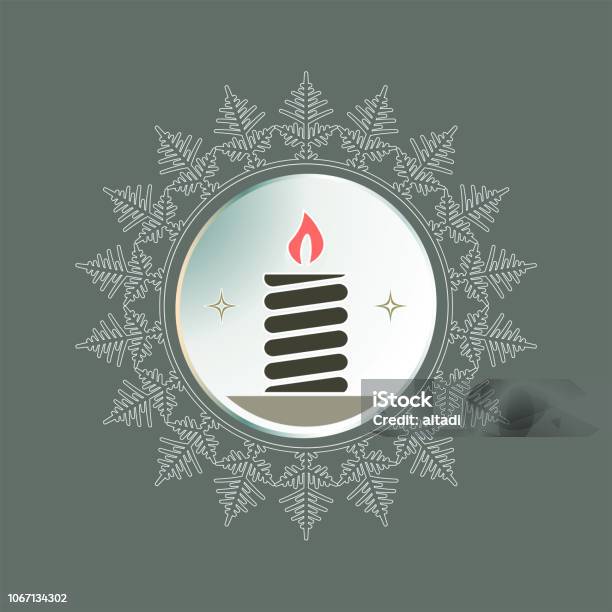 Bingkai Bulat Dalam Bentuk Kepingan Salju Dengan Siluet Lilin Yang ... Bingkai Bulat Dalam Bentuk Kepingan Salju Dengan Siluet Lilin Yang ...