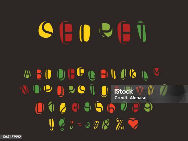 Desain Retro Alfabet Huruf Angka Dan Tanda Baca Font Serif Eps 10