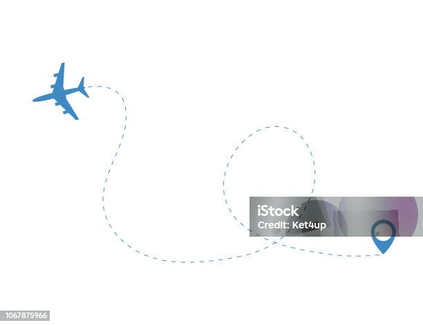Concept Davion De Voyage Avion Avec Start Point Et Itinéraire Ligne