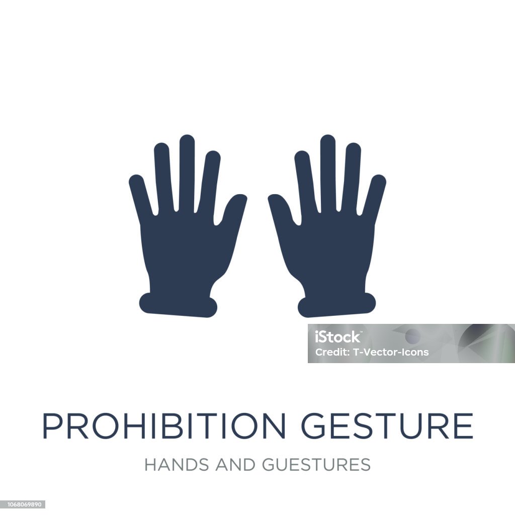 Icône De Geste Dinterdiction Vecteur Plat Interdiction Geste Icône Sur