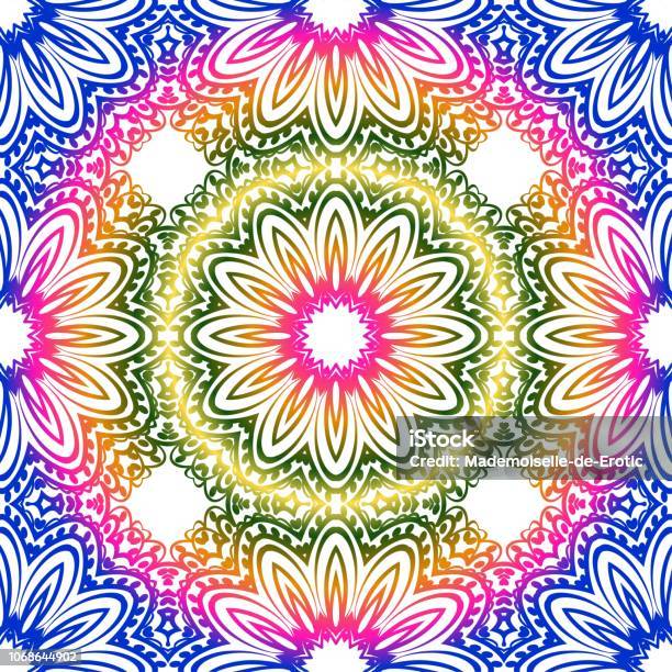 Floral Geometric Pattern With Handdrawing Seamless Illustration For