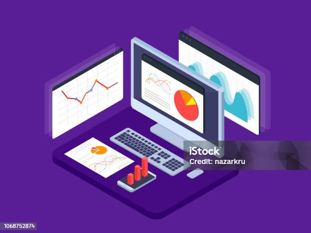 Strategi Bisnis Analisis Data Perencanaan Ilustrasi Isometrik Vektor 3d
