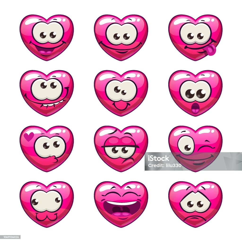 Set Emoji Hati Merah Muda Kartun Yang Lucu Ilustrasi Stok - Unduh ... Set Emoji Hati Merah Muda Kartun Yang Lucu Ilustrasi Stok - Unduh ...