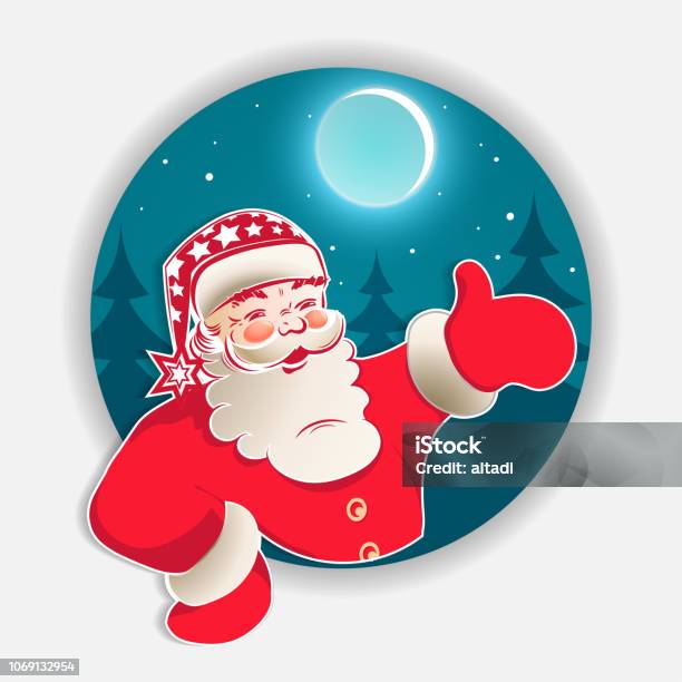 Tanda Bulat Biru Natal Dengan Pohon Natal Dan Pola Santa Claus ... Tanda Bulat Biru Natal Dengan Pohon Natal Dan Pola Santa Claus ...