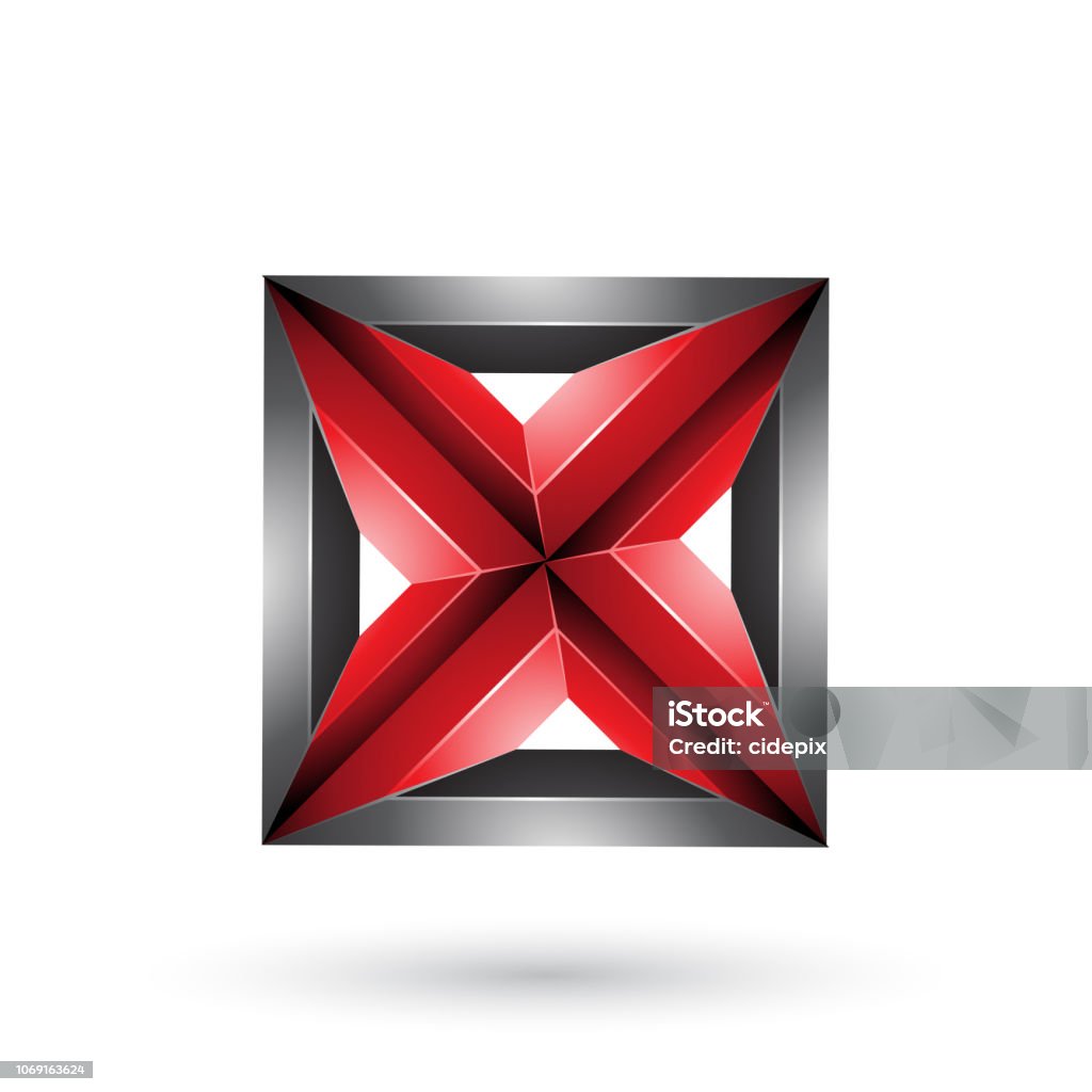 Ilustrasi Vektor Bentuk Geometris 3d Hitam Dan Merah Ilustrasi Stok Unduh Gambar Sekarang Istock