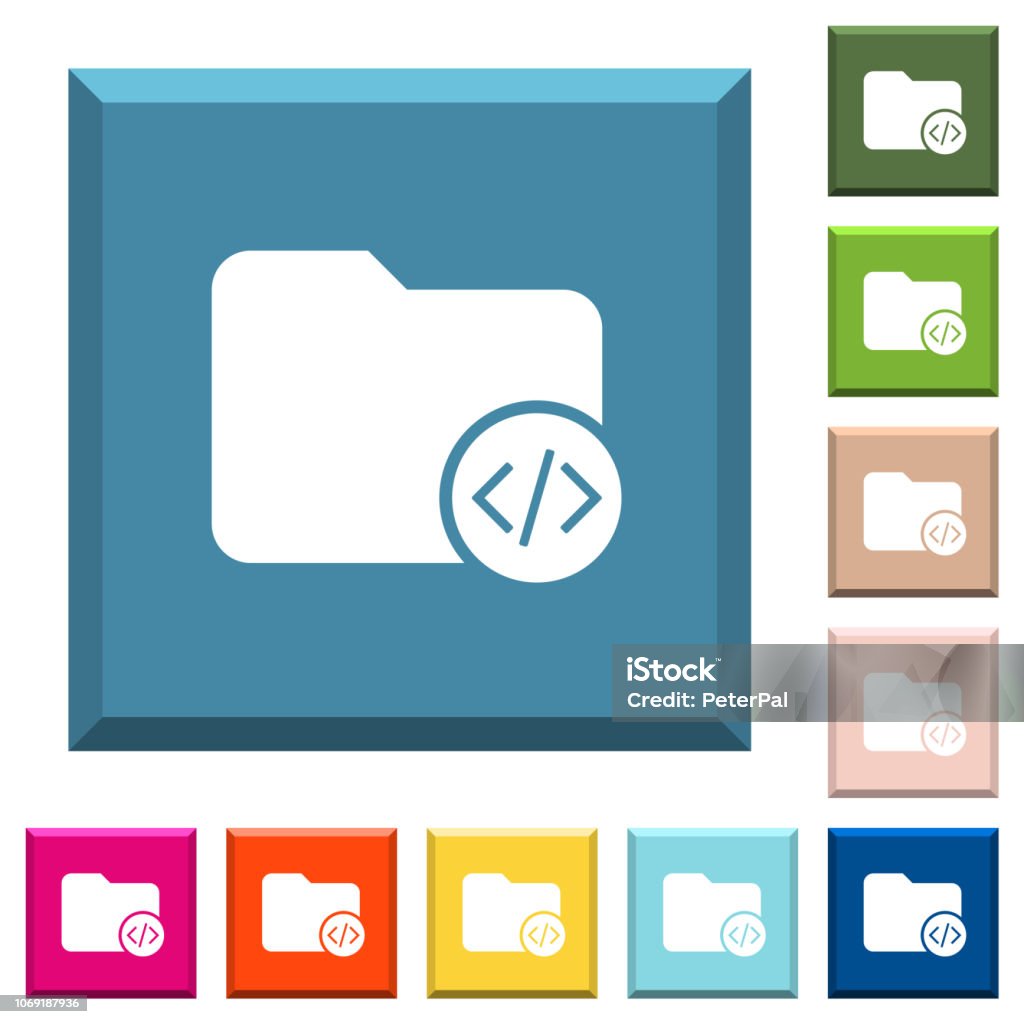 Source Code Directory White Icons On Edged Square Buttons Stock ... Source Code Directory White Icons On Edged Square Buttons Stock ...